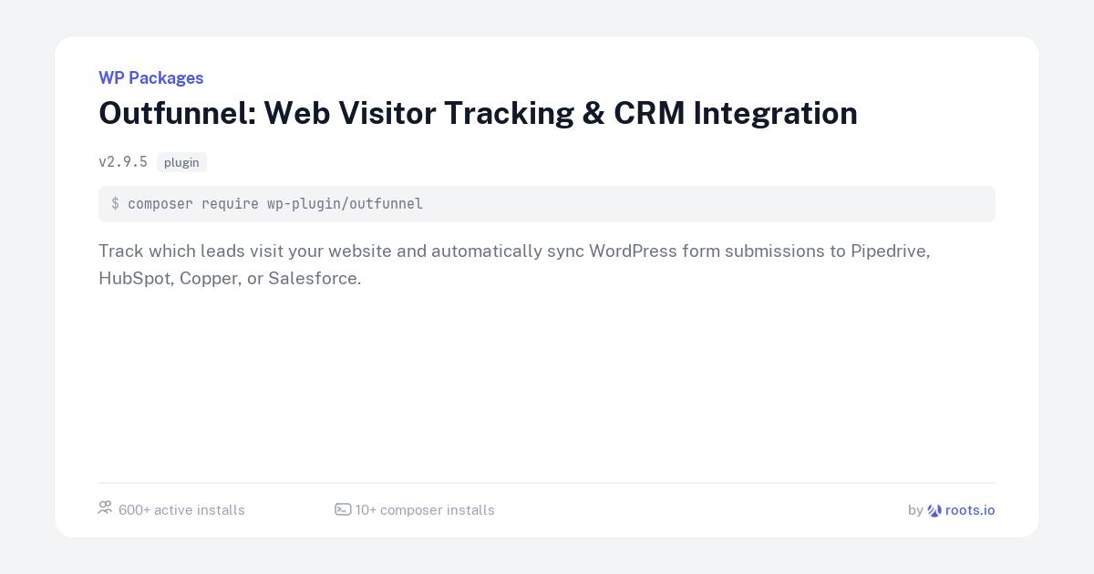 Outfunnel: Web Visitor Tracking & CRM Integration — WP Packages